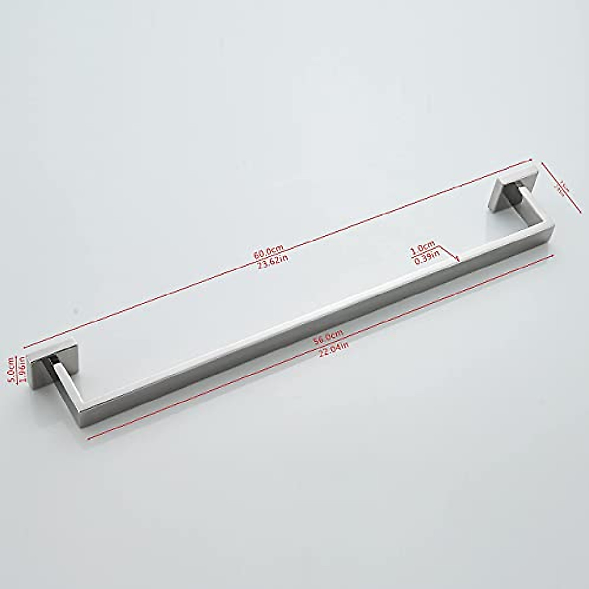 JunSun Square Towel Bar 24-Inch Stainless Steel Bathroom Hardware Towel Holder Modern Towel Rail Mirror Polished Bathroom Accessories Towel Rod Contemporary Wall Mounted Towel Rack Polished Chrome