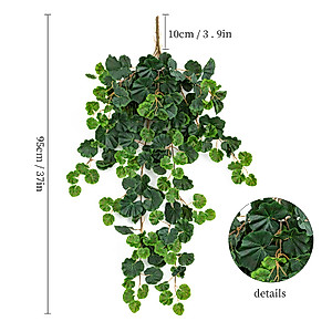 TINGHONG Artificial Hanging Plant 3.2 Ft Fake Vine Begonia Leaf Plant for Wall Home Room Garden Wedding Decoration