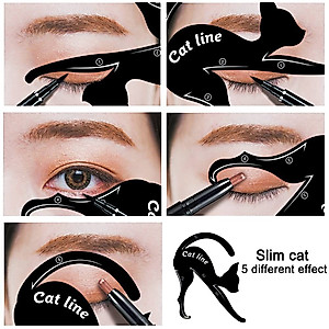 2 Pcs Cat Eyeliner Stencils, Matte PVC Material Smoky Eyeshadow Applicators Template Plate, Cat Shape Eye Liner & Eye Shadow Guide Template Tool