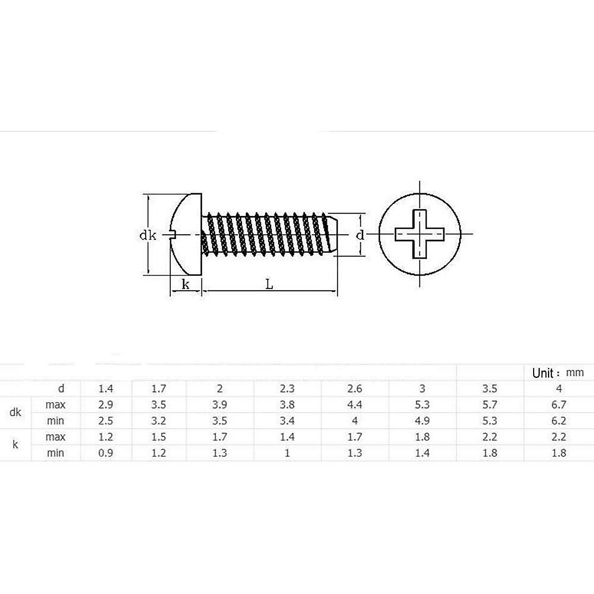 100Pcs M2.3x8mm Black Pan Head Flat Tail Phillips Self Tapping Screws Carbon Steel (M2.3x8mm)