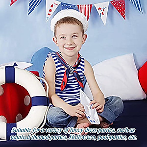 Xtinmee 12 Pack Nautical Square Scarf Red White and Blue Scarf Imitated Silk Sailor Neck Scarf for Women Ladies Stewardess, Classic Style