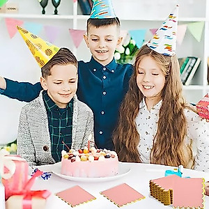 200 Pack Pink Paper Napkins Gold Foil Scalloped Cocktail Napkins Pink Disposable Beverage Napkins for Pink Themed Party Supplies Birthday Baby Shower Wedding Dinnerware Tableware Decorations