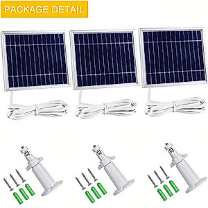 iTODOS Solar Panel Works for Arlo Essential Spotlight Camera, 11.8Ft Outdoor Power Charging Cable and Adjustable Mount - (3 Pack,Silver)
