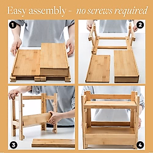 GOBAM Bathroom Counter Organizer Shelf Cosmetic and Vanity Perfume Organizer Shelf with Drawer, Easily Assembled Suitable for Mom or Wife, Bamboo