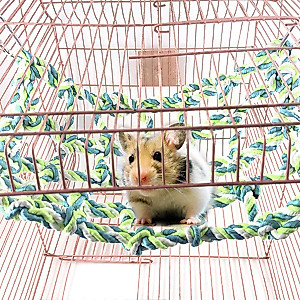 TEHAUX Rat Cage Accessories Toy for Parrots Ferret Hammock for Cage Small Animal Rope Net Ferret Climbing Rope Net Swing Toy for Parrot Bird Toys Parrot Toys Hamster Toys Pet Hammock Net