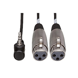 Hosa CYX-401F Dual XLR3F to Right-Angle 3.5 mm TRS Microphone Cable - 1 ft