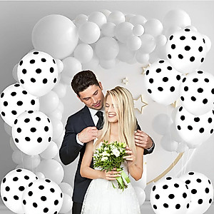 AnnoDeel 50 Pcs 12" Latex Balloons, White Polka Dot Balloons for Brithday Balloon Wedding Balloon decoration