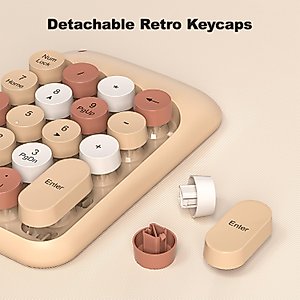 MOFII Wireless Number Pads - MilkTea Numeric Keypad 18 Keys USB 2.4G Round Keycap Colorful Extensions Keypads, Financial Accounting Portable Numpad 10 Key for Laptop/PC/Notebook/Surface Pro