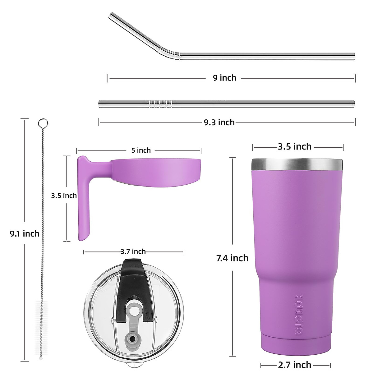 BJPKPK Tumbler With Handle 20oz Stainless Steel Insulated Tumbler With Lid And Straw For Water Or Ice Coffee,Lavender