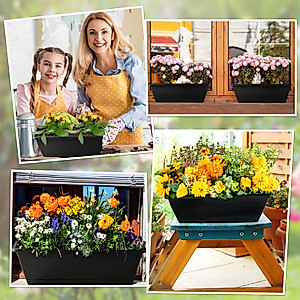 12 Pieces Rectangle Window Box Planter 17 Inch Window Plant Box Herb Planter Plastic Herb Pots for Indoor Plants Large Window Flower Boxes Outdoor with Tray for Garden, Balcony Home Decor (Dark Gray)