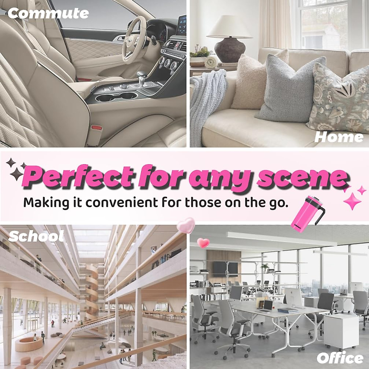 winiwo 20 oz Tumbler with Handle, Easy to Hold, Travel Coffee Mug with Screw Lid, Spill-proof, Insulated Cups, Built-in Up Down Flip, Fit Most Car Cup Holders, Commute, School, Home, Office