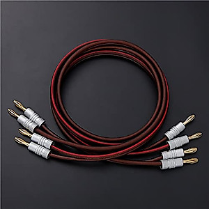 JORZOR Audiophile Grade Speaker Cable with Gold Plated Banana Plugs,Oxygen-Free Copper (OFC) 13AWG, (6.6 Feet 2 M), Pair……, 2M(6.6FT)
