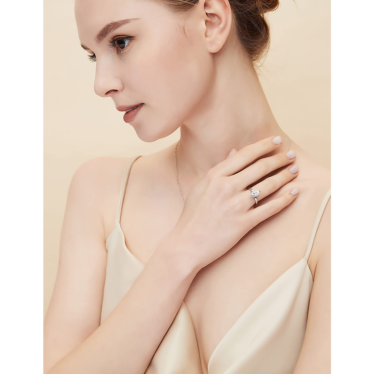 EAMTI 2CT 925 Sterling Silver Engagement Rings Pear Cut Cubic Zirconia CZ Wedding Promise Rings for Her Stunning Teardrop Wedding Bands for Women Size 7