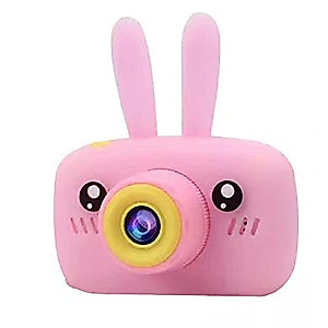 NC HD Fun Kids Digital Camera Cartoon Rabbit Camera Portable SLR Camera Toy Kids Gift Rabbit Pink and Pink Protective Jacket