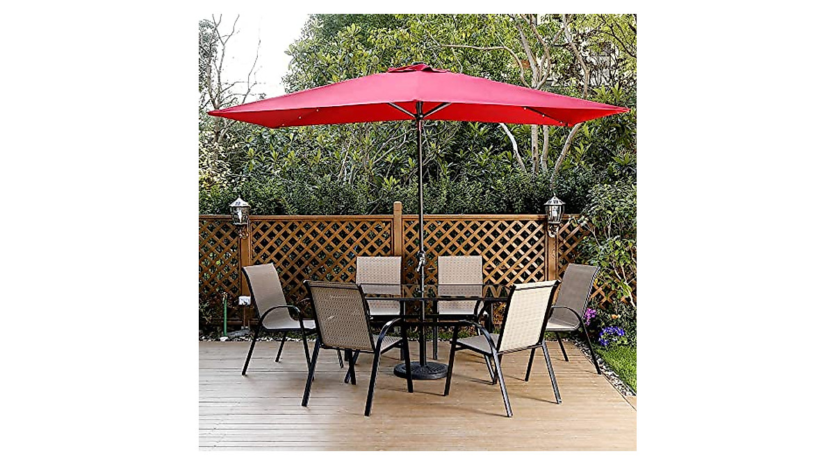 Aok Garden Solar LED Patio Umbrella: Lighted Outdoor Shade