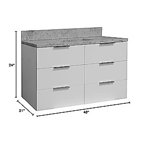 Kitchen Bath Collection Oslo 48-inch Floating Bathroom Vanity (Carrara/White): Includes White Cabinet with Authentic Italian Carrara Marble Countertop and White Ceramic Sink