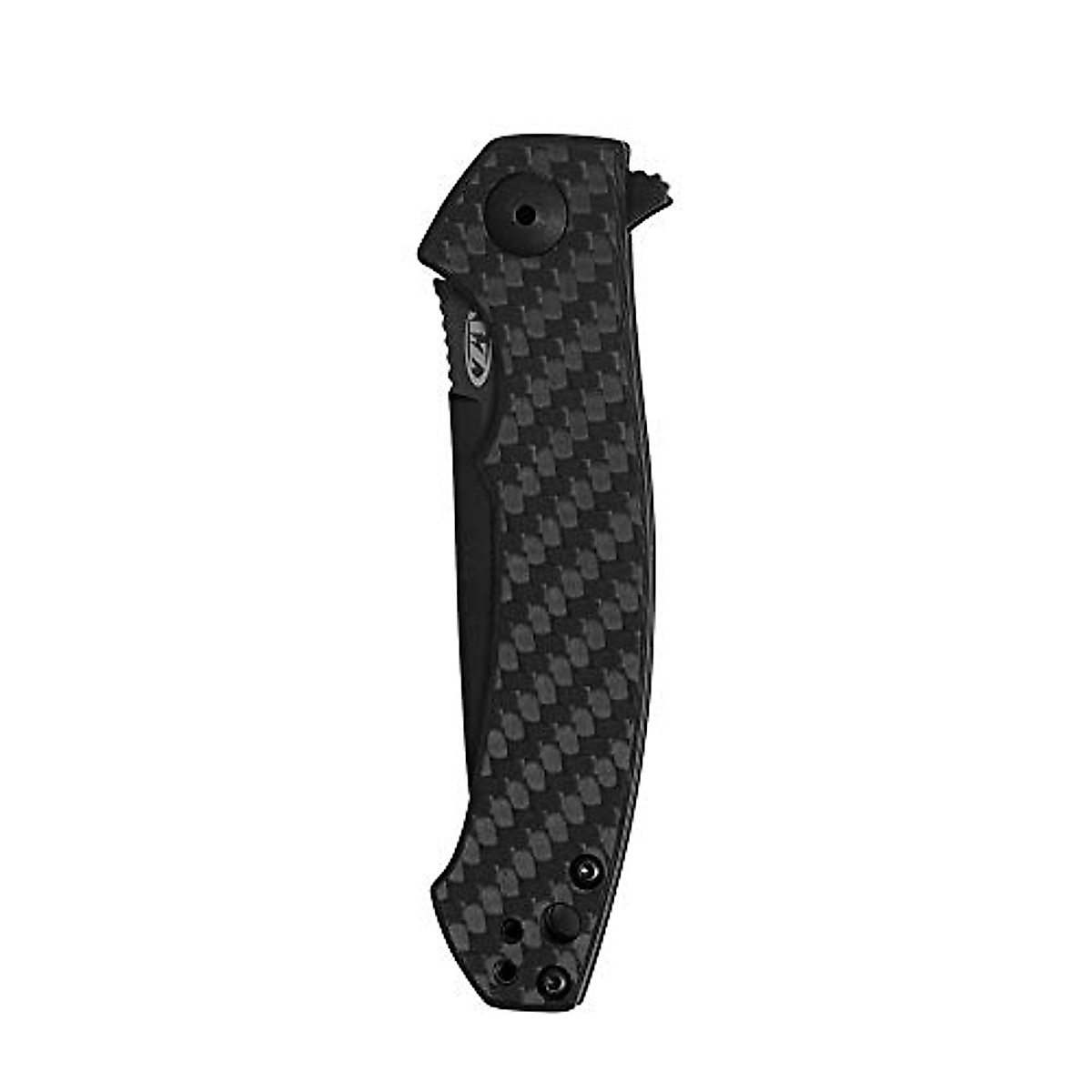 Zero Tolerance 0450CF; Folding Knife with 3.25” DLC-Coated S35VN Stainless Steel Blade, All-Black Carbon Fiber and Titanium Handle Scales, KVT Ball-Bearing Opening, Frame Lock, Pocketclip; 2.45 OZ.