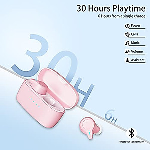 KOSETON Wireless Earbuds Bluetooth Headphones, Bluetooth 5.1 Technology, Mini Sports Headset, Built-in Microphone for HD Calls and Listening to Music, Pink.
