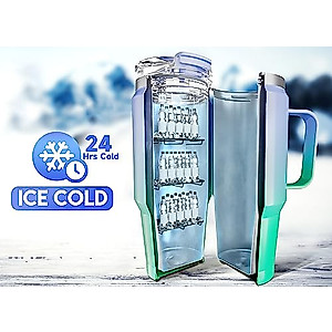 Meoky 32oz Tumbler with Handle, Stainless Steel Travel Mug with 2-in-1 Straw and Sip Lid, Vacuum Insulated Coffee Mug, 100% Leak Proof, Keeps Cold for 24 Hours or Hot for 8 Hours (Fairyland)