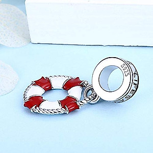 Bolenvi Lifesaver Lifeguard Life Guard Pool Beach 925 Sterling Silver Charm Bead for Pandora & Similar Charm Bracelets or Necklaces