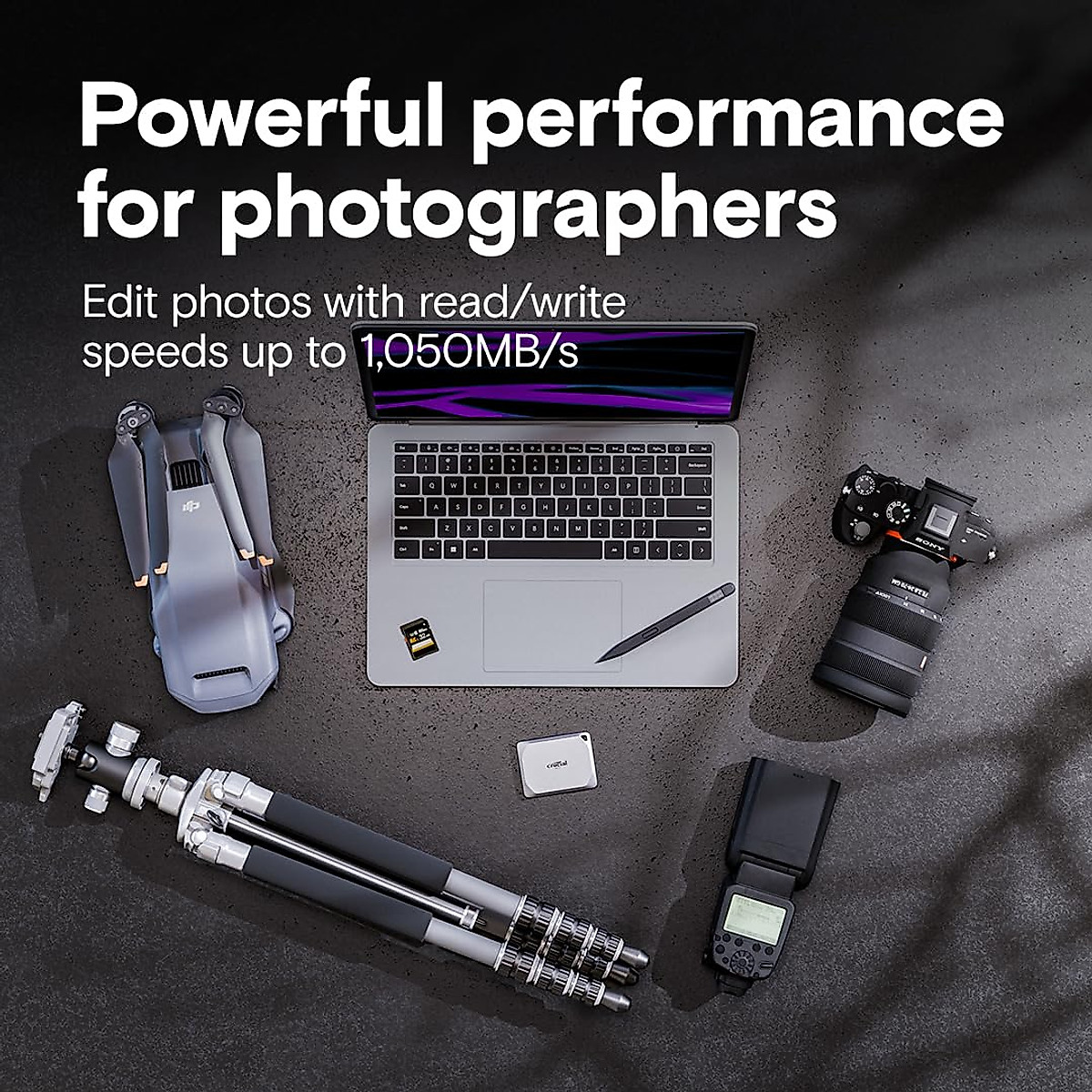 Crucial X9 Pro 1TB Portable SSD – Up to 1050MB/s Read and Write, Water and Dust Resistant, with Mylio Photos+ Offer – USB 3.2 External Solid State Drive – CT1000X9PROSSD902