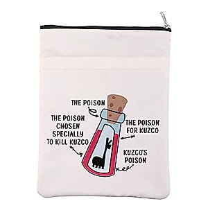 Kuzco Cartoon Inspiration Book Sleeve Poison Kuzco Book Cover Llama Book Sack Emperors Gift Yzma Book Zipper Pouch Gift for Fans (KuzcoBS)
