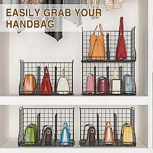 Sonyabecca Purse Storage Organizer for Closet:Adjustable Dividers Handbag Organizer,Stackable Wire Handbags Storage Baskets-Small and Medium-Sized Wallets Tote Chain Bags Clutches