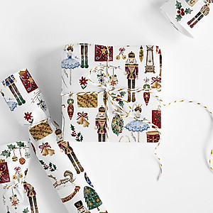JarThenaAMCS Christmas Wrapping Paper -Mini Roll- 17 Inch x 32.8Ft Nutcracker Gift Wrap Paper Xmas Cartoon Art Paper for Wedding Birthday Bridal Shower