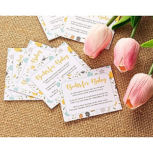 Books for Baby Request Cards - 60-Pack Baby Shower Invitation Insert Card Party Supplies, Gender Reveal Gift Request Card, Unisex Floral Design, 3 x 2.5 Inches