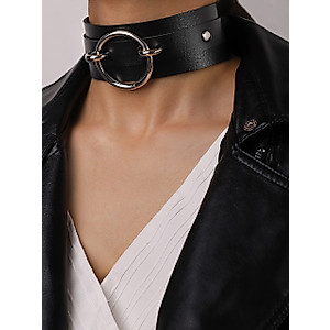 Sacina Gothic Punk Spiked Choker Necklace, Black PU Leather Choker, Goth Punk Jewelry Gift for Women, Men, Halloween Christmas New Year Gift