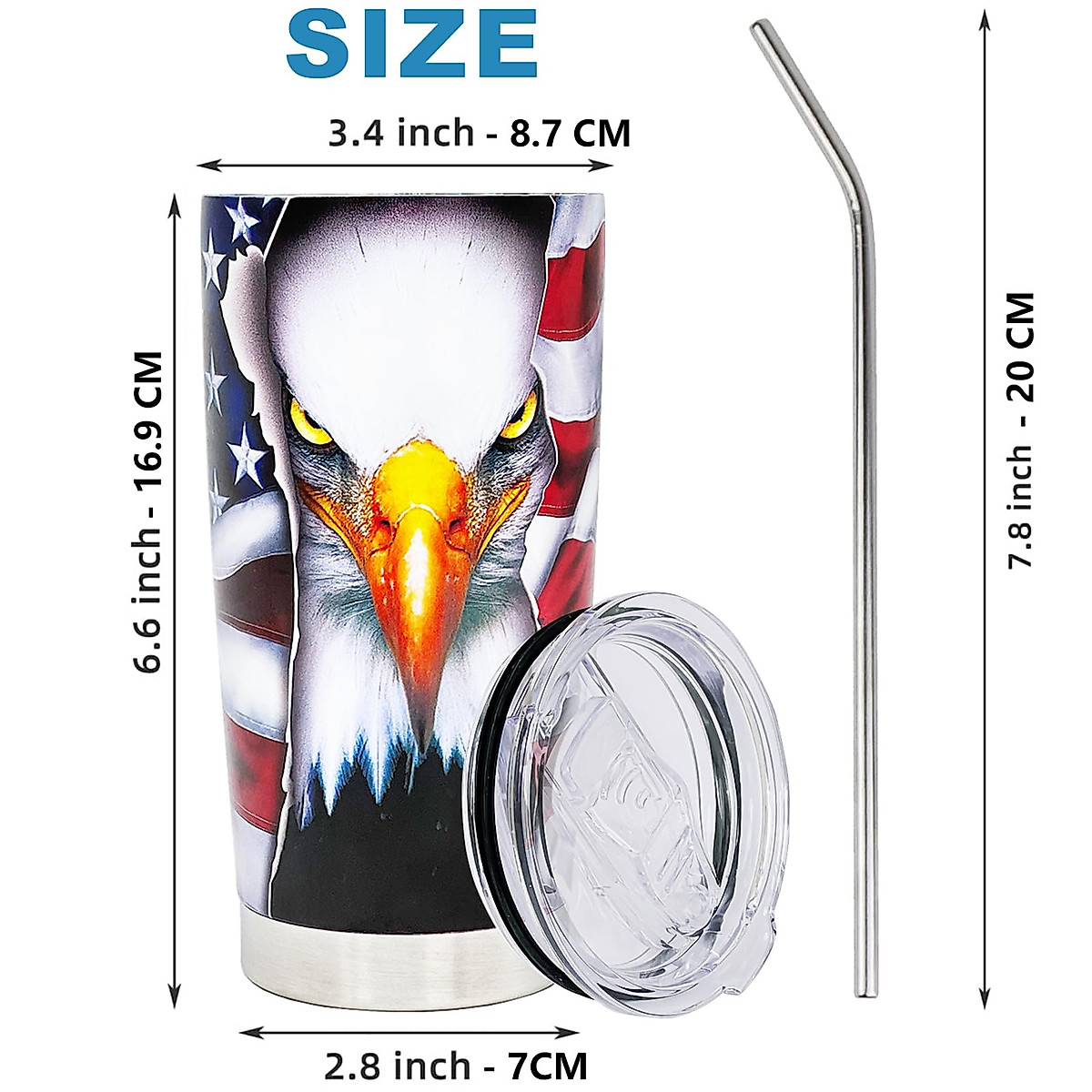 Gifts for Teachers Eagle Tumbler 20oz - Administrative Professional Day Gifts - 4th of July American Flag Tumbler - Eagles Cup Coffee Tumbler - Administrative Assistant Gifts Independence Day Cup
