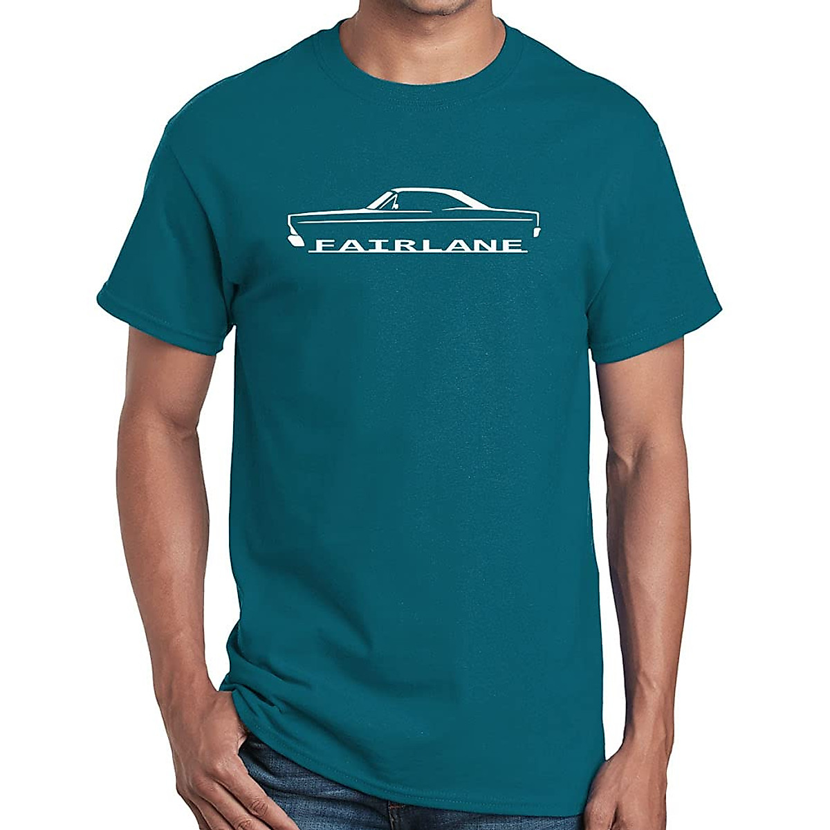 1966 1967 Ford Fairlane Hardtop Classic Outline Design Print Tshirt Medium Teal