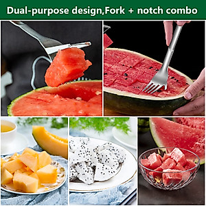 Abnaok 3PCS Watermelon Slicer Cutter, 2-in-1 Watermelon Fork Slicer, Summer Watermelon Cutting Artifact, Stainless Steel Fruit Forks Slicer Knife for Family Parties Camping
