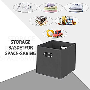 DABEACT Foldable Storage Cubes Bins , Fabric Storage Bins Cubes Organizer Baskets with Dual Handles for Bedroom Set of 2,(Grey)