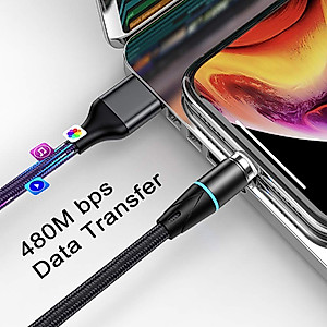 NetDotbasics Gen 12 3in1 Magnetic Fast Charging Cable & Data Sync Compatible Micro USB, USB-C and i-Devices (6.6ft/3 Pack Black)