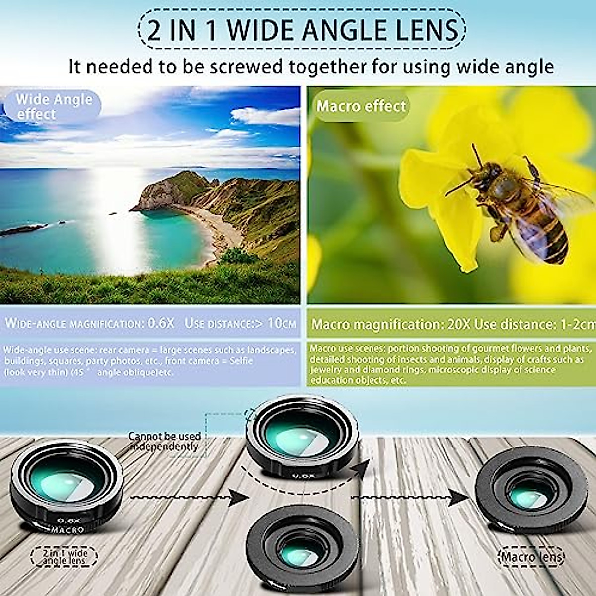 High Power 28x HD Phone Telephoto Lens Cell Phone Camera Lens Kit 198 Degree Ultra Wide Angle Fisheye Lens