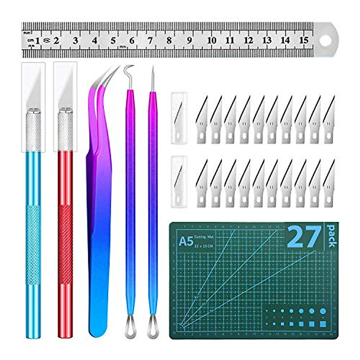 Cricut Maker 3 with Heat Transfer Vinyl Sheets, Permanent Adhesive Backed Vinyl Sheets and Weeding Craft Tool Set Bundle (4 Items)