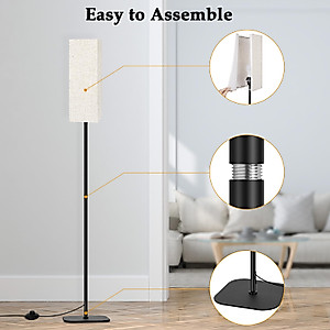 ATAEFR Floor Lamps for Living Room Bedroom, Modern Standing Lamp with Remote Control, Dimmable 3 Color Temperatures, 67" Tall lamp for Reading Office, 12W LED Bulb