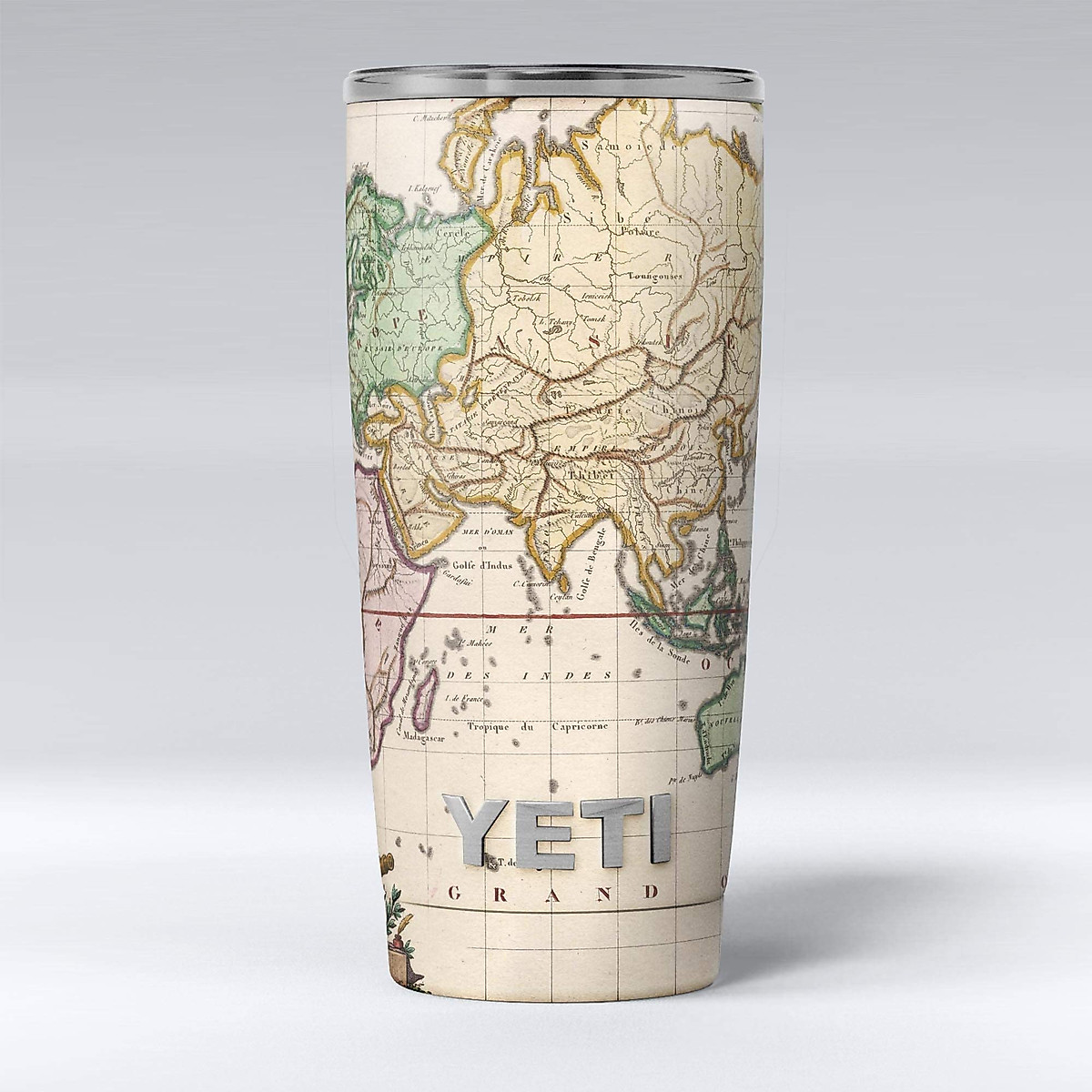 Design Skinz The Vintage Grand Ocean Map - Skin Decal Vinyl Wrap Kit Compatible with The Yeti Rambler Cooler Tumbler Cups