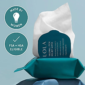 LOLA Feminine Hygiene Wipes, 28 Count, pH Balanced, Hypoallergenic, Natural Ingredients, No Parabens or Dyes
