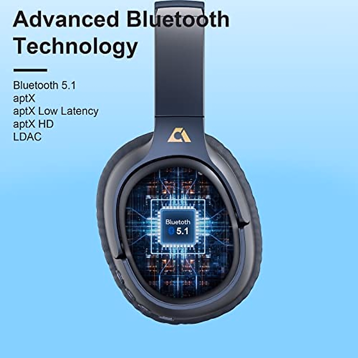 Ankbit E700 Hybrid Active Noise Cancelling Headphones, Bluetooth 5.1 Headphones with LDAC for Hi-Res Wireless Audio, aptX HD & Low Latency Over-Ear Wireless Headphones, Clear Calls, 60H Playtime