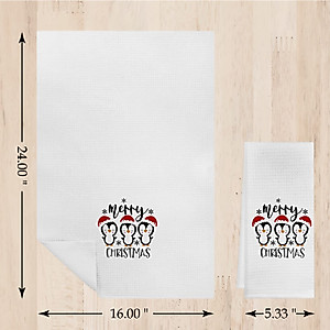 GICHUGI Penguin Christmas Kitchen Towels 16x24, Christmas Hand Towels, Christmas Dish Towels, Christmas Kitchen Bathroom Decor, Penguin Christmas Kitchen Decorations