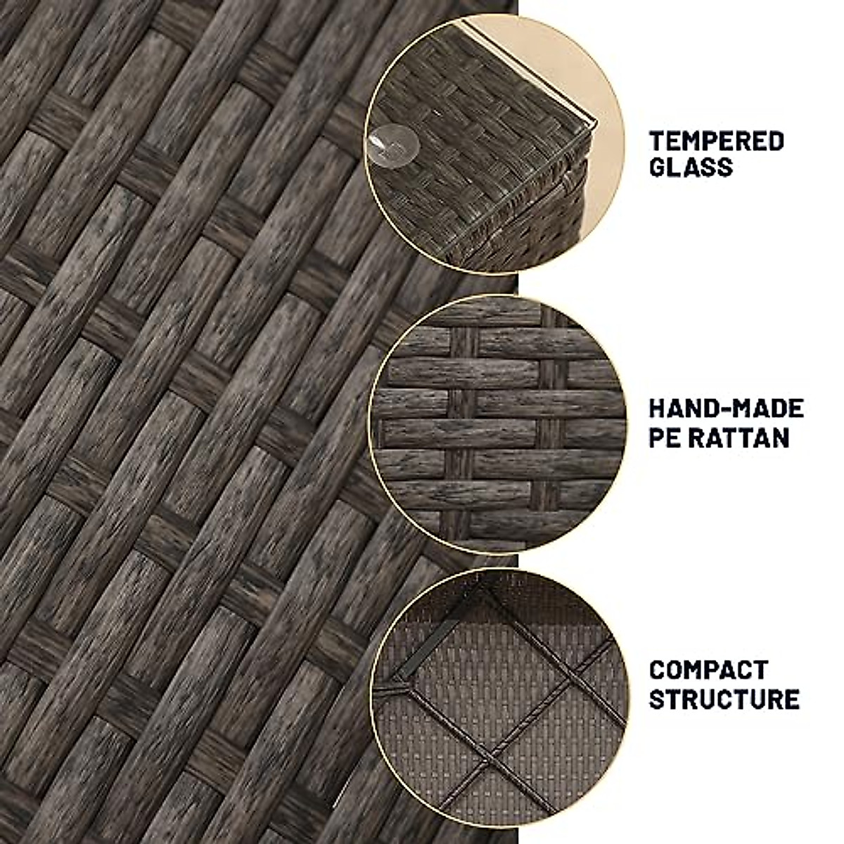 PAOLFOX 5 Piece Patio Furniture Sets,Patio Conversation Sets,Wicker Patio Furniture,Rattan Outdoor Furniture,Patio Sofa,Deck Furniture Brown/Beige