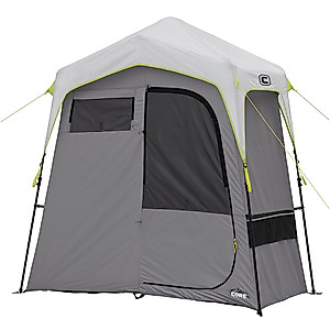 CORE Instant Cabin Shower Tent | 2 Room Camping Utility Tent with Changing Privacy Room | Portable Large Pop Up Tent with Easy 60 Second