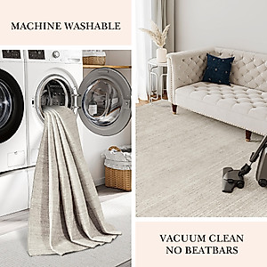 Valenrug Washable Rugs 5x7 - Stain Resistant 5x7 Area Rugs for Living Room, Non Slip Backing Printed Rugs for Bedroom, Folable Machine Washable Area Rug (5'x7', Beige)