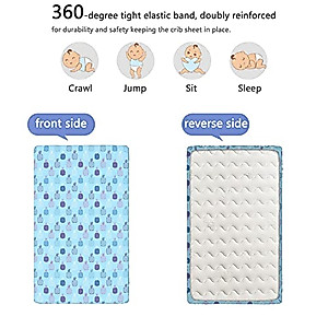 Pineapple Themed Fitted Mini Crib Sheets,Portable Mini Crib Sheets Ultra Soft Material-Baby Crib Sheets for Girl or Boy,24“ x38“,Baby Blue and Multicolor
