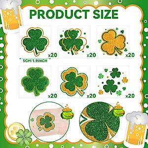120 Pieces Glitter Shamrock Tattoo Stickers St. Patrick's Day Clover Temporary Tattoos St Patricks Day Stickers Shamrock Sticker Irish St Patricks Day Decor Party Favors for Men Women