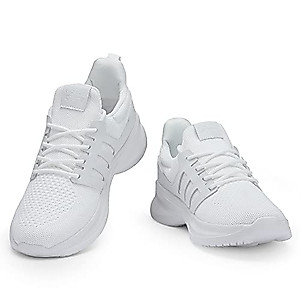 Casbeam Mens Running Shoes Light Comfort Walking Casual Sport Mesh Sneakers Work Gym Non Slip Tennis Cross Trainer White Size 8.5