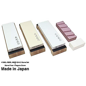 Yoshihiro Professional Grade Toishi Japanese Whetstone Knife Sharpener Water Stones (SET)