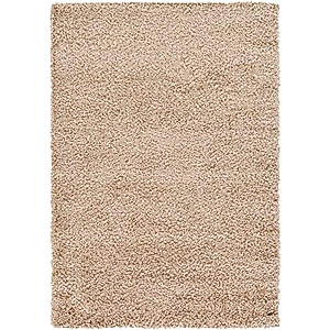 Unique Loom Solid Shag Collection Area Rug (4' 1" x 6' 1" Rectangle, Taupe)